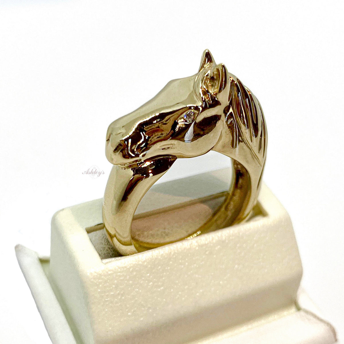 *Horse Head Ring, 14k Yellow Gold – Ashley's Equestrian