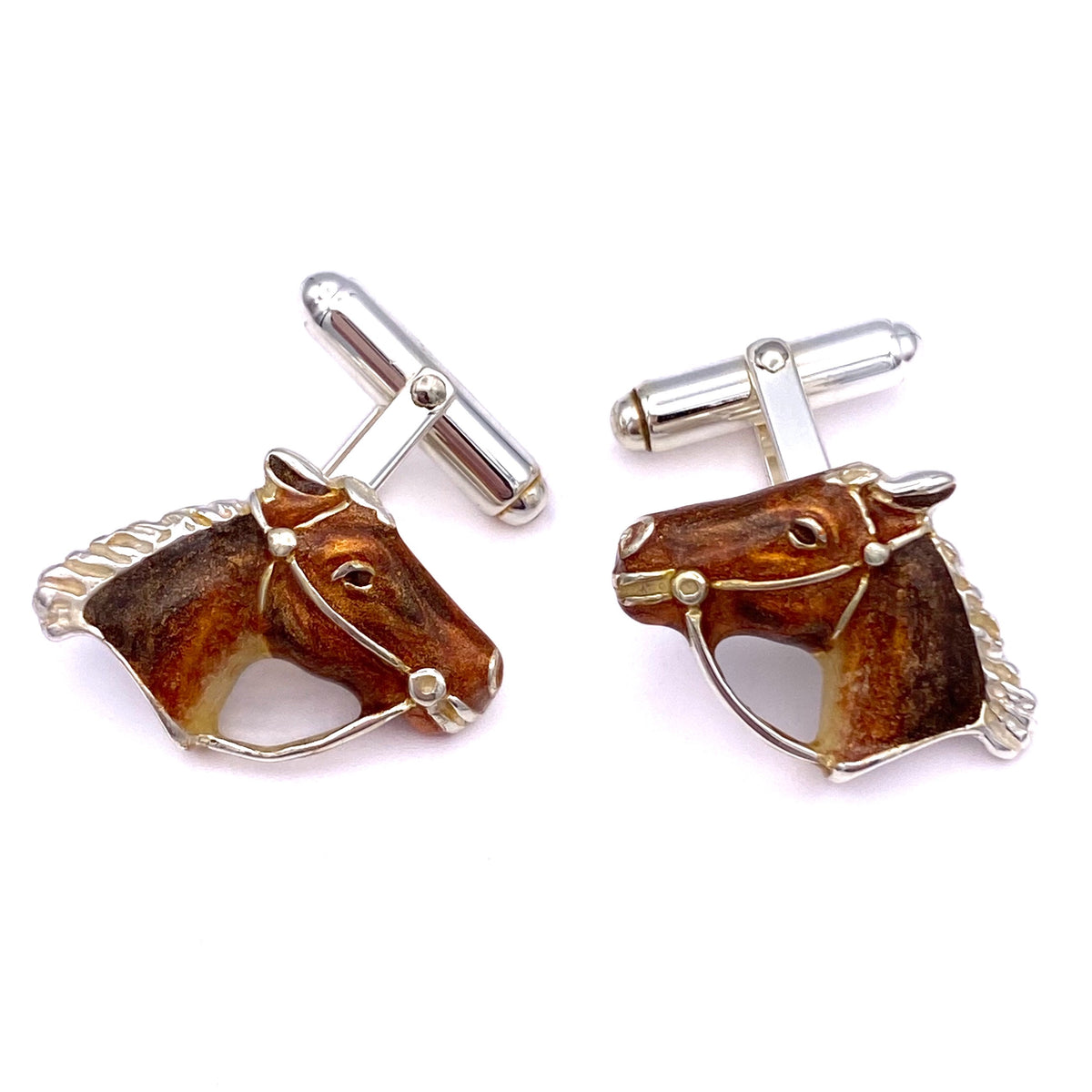 Horse Cufflinks, Enamel on Sterling Silver – Ashley's Equestrian