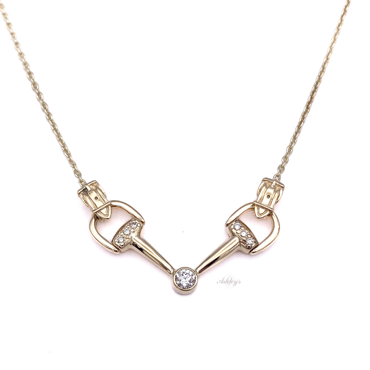 Bit Necklace, Diamond Solitaire in 14k gold – Ashley's Equestrian